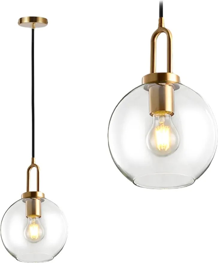 Toolight - Závěsné svítidlo ze skla 1xE27 60W APP442-CP, zlatá, OSW-05633