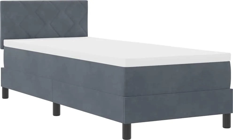 Postel s boxspringem s čelo Tmavě šedá 80 x 200 cm samet 3339201