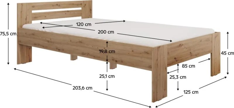 Postel BASIS, 120x200, dub artisan Kondela 0000402513
