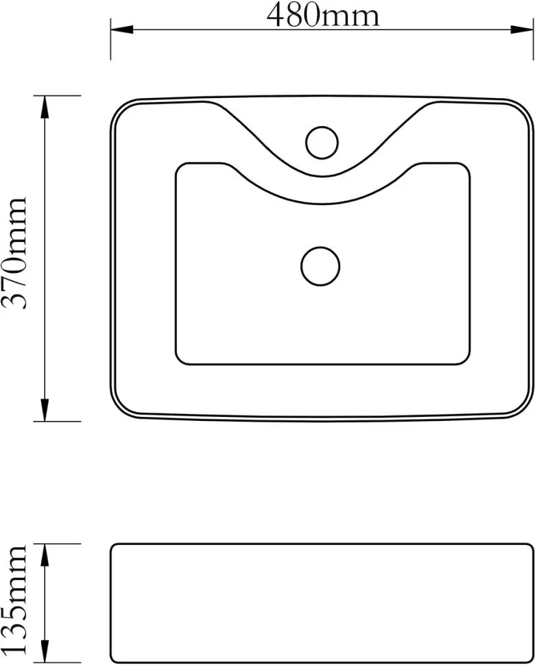 Keramické umyvadlo s otvorem na baterii - čtvercové | bílé