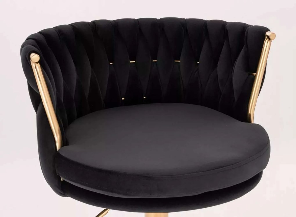 LuxuryForm DESIGN Otočná židle LYON VELUR na zlatém kříži - černá