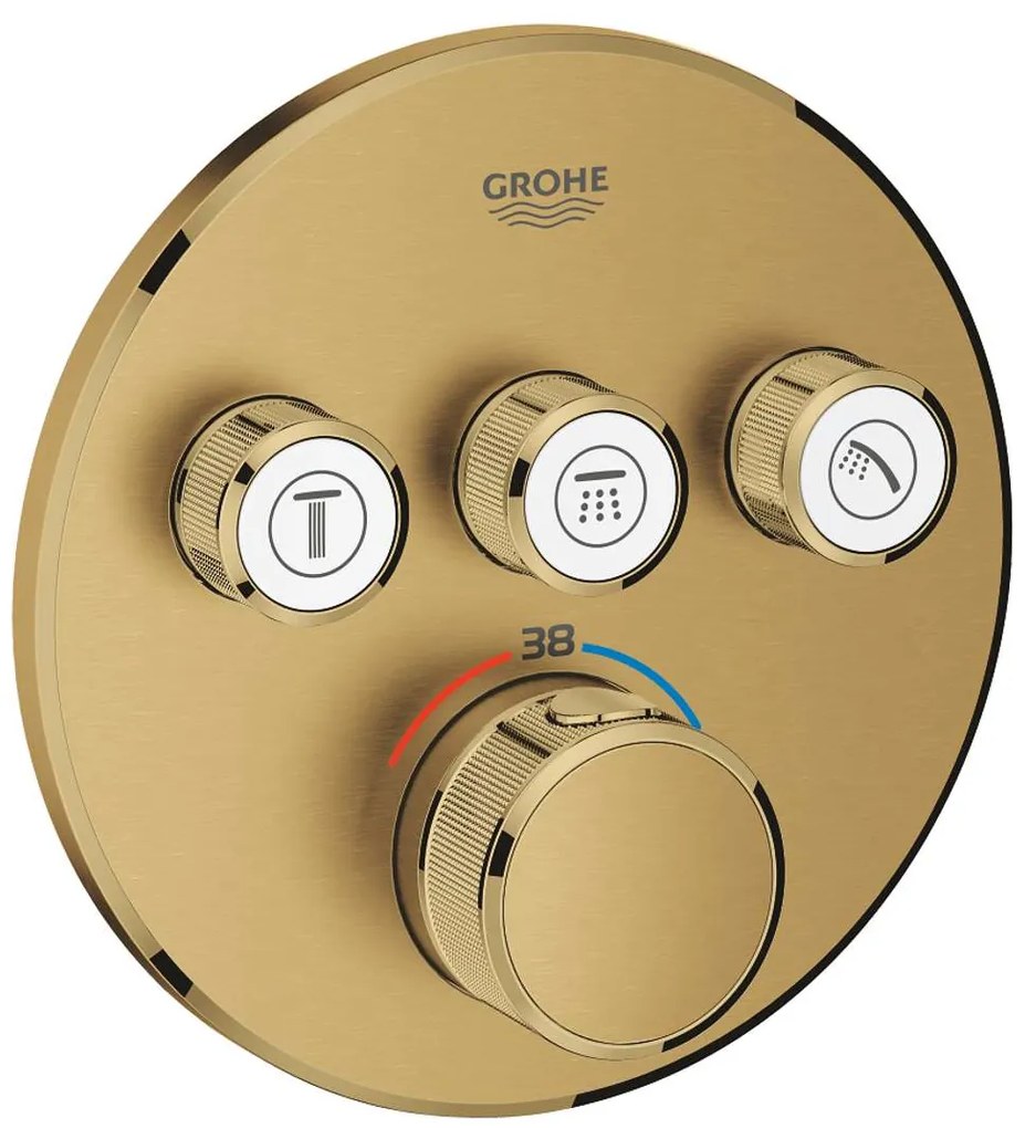 Grohe Grohtherm SmartControl - Termostatická sprchová podomítková baterie, 3 ventily, kartáčovaný Cool Sunrise 29121GN0
