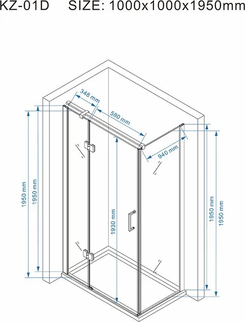 BPS-koupelny Čtvercový sprchový kout HYD-SK01D 100x100 černá/transparent + vanička HYD-SSV-ST06A černá