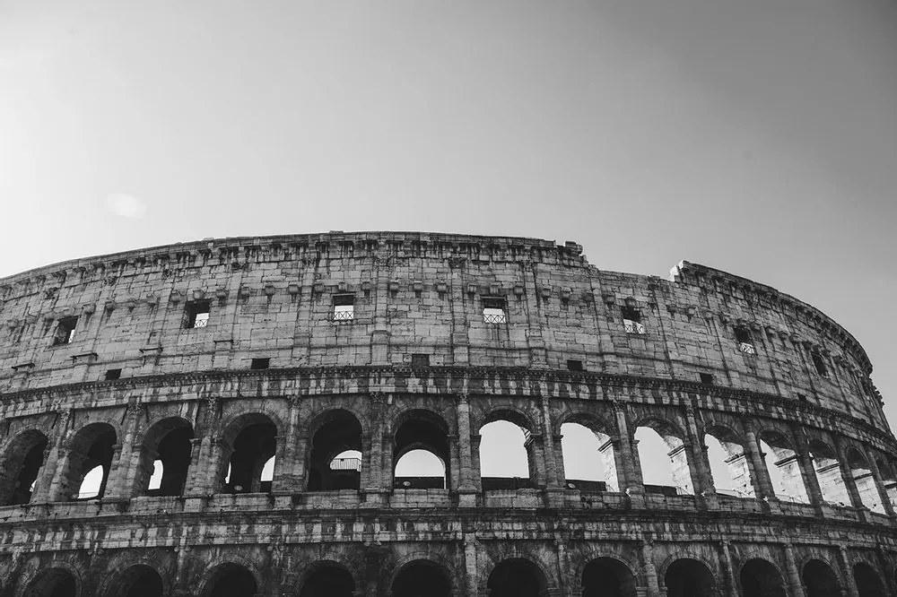 Samolepící fototapeta Koloseum v černobílém provedení - 225x150 cm
