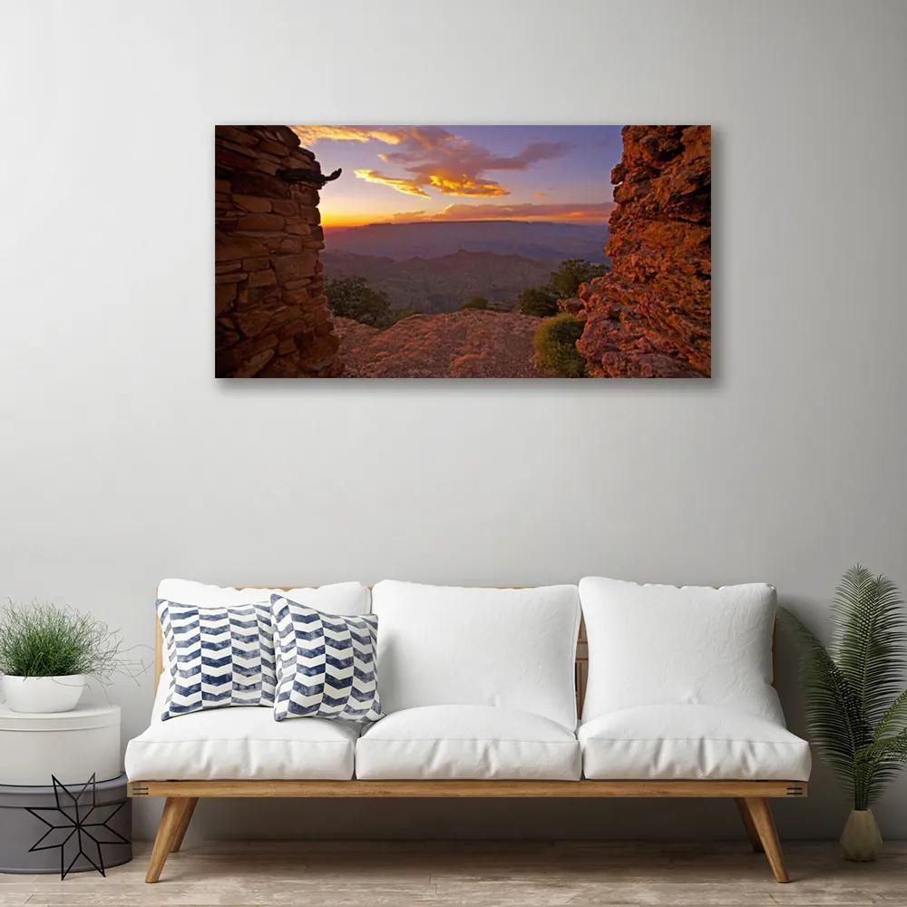Obraz na plátně Skála Mraky Nebe Krajina 125x50 cm