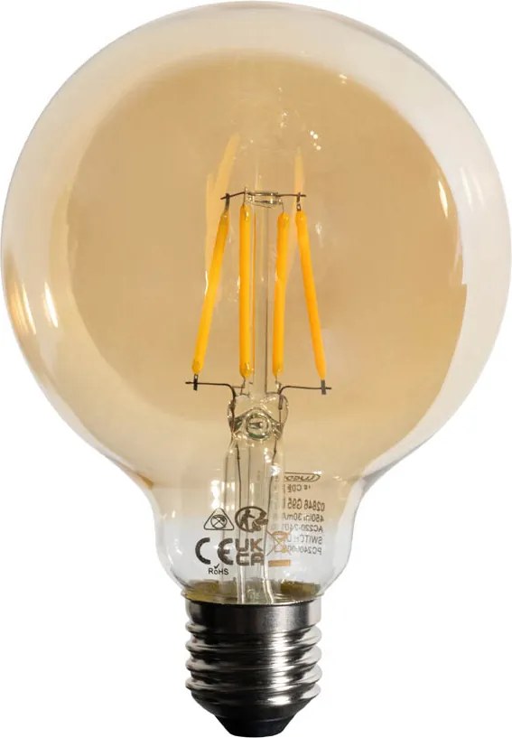 Sada 5x E27 3-stupňová stmívatelná LED žárovka zlatá G95 4W 450 lm 2700K
