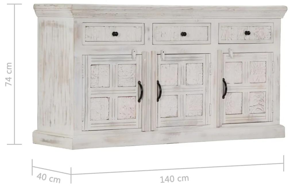 Příborník bílý 140 x 40 x 74 cm masivní mangovníkové dřevo - Default Title