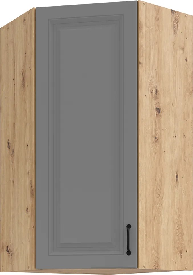 STILO ad | horní skříňka 60x60 GN-108 1F (45°) rohová s policemi | EXTRA VYSOKÁ | UNI dvířka | artisan/šedá