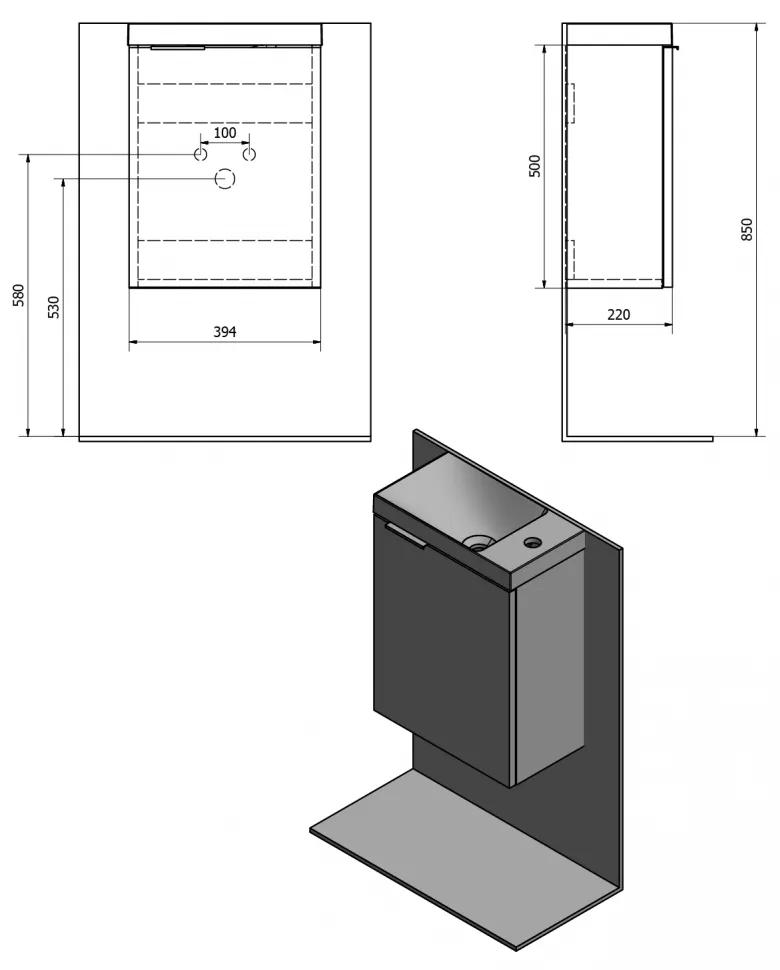 Sapho LATUS X umyvadlová skříňka 39,4x50x22cm, dub alabama strip/dub alabama LT110-2322