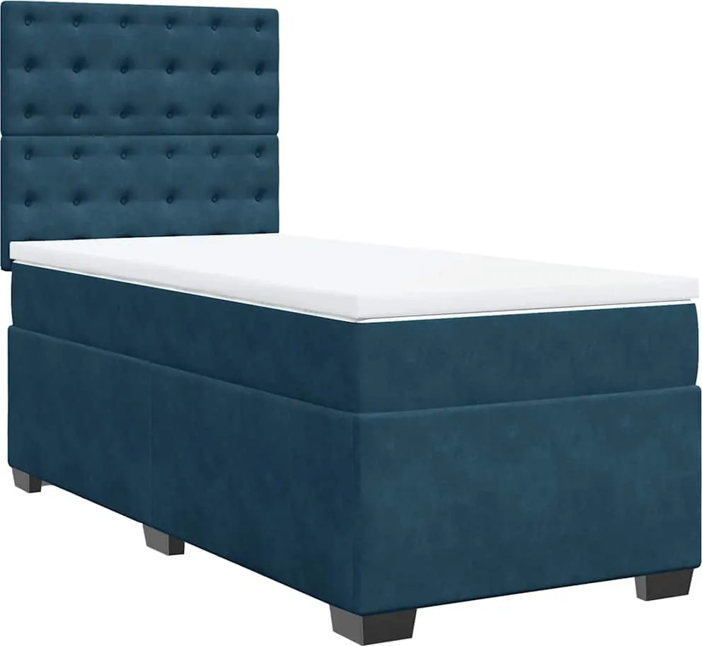 Box spring postel s matrací modrá 80 x 200 cm samet 3293078