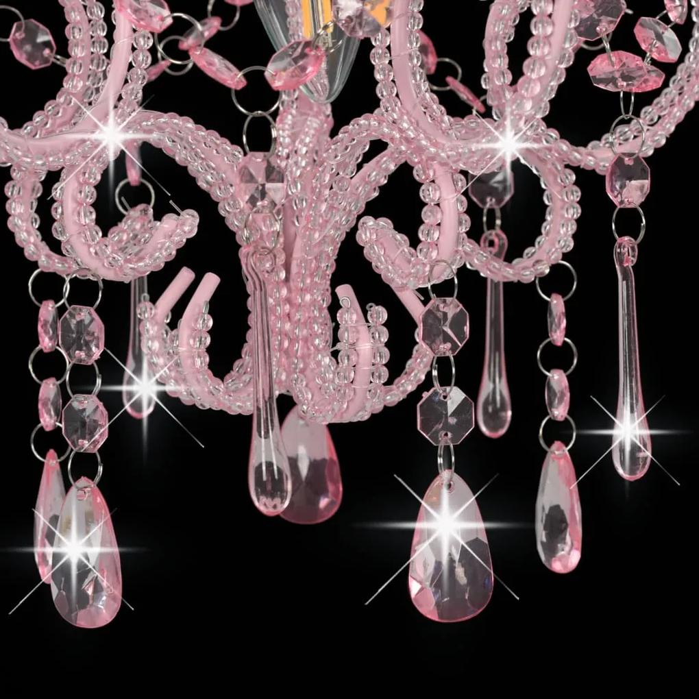 Stropní svítidlo s korálky růžové kulaté E14,  281595