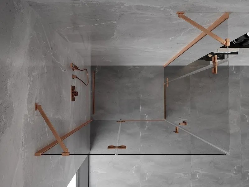 Mexen Mist-H Duo, 2-křídlý výklopný sprchový kout 105 x 80 cm, čiré sklo, měděný matný profil, 8A5-105L-080P-65-00
