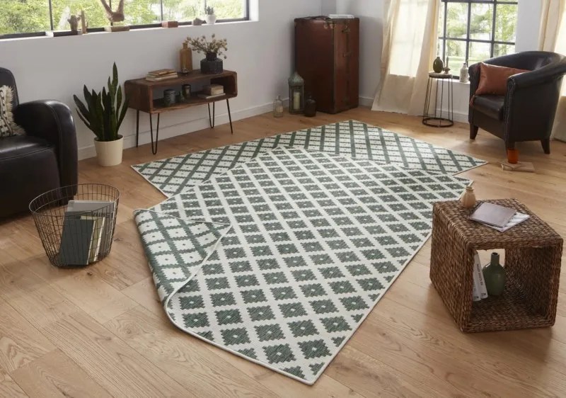 NORTHRUGS - Hanse Home koberce Kusový koberec Twin-Wendeteppiche 103125 grün creme – na ven i na doma - 80x350 cm