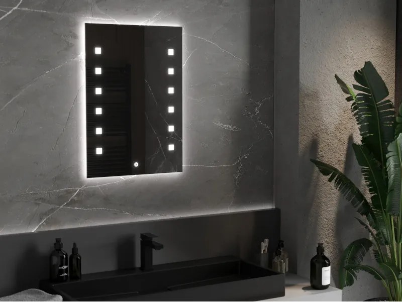 Mexen Ner, LED koupelnové zrcadlo s podsvícením 50x70 cm, 6000K, ochrana proti zamlžování, 9809-050-070-611-00