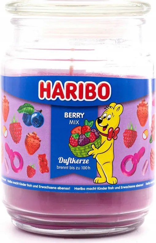 Vonná svíčka Berry Mix Haribo náplň 510 g jahoda malina borůvka