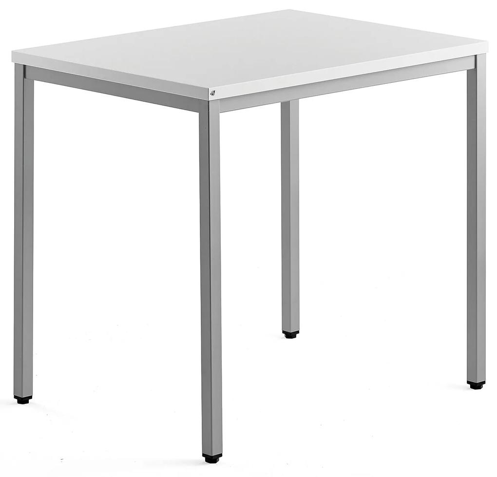 AJ Produkty Přídavný stůl MODULUS, 4 nohy, 800x600 mm, stříbrný rám, bílá