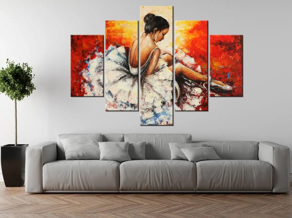 Gario Ručně malovaný obraz Unavená baletka - 5 dílný Rozměry: 150 x 70 cm