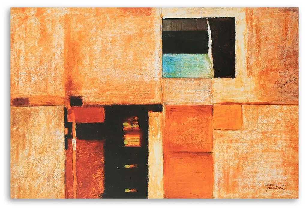 Gario Obraz na plátně Geometrická kompozice v cihlové barvě Rozměry: 60 x 40 cm