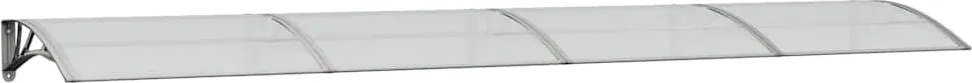 Vchodová stříška šedá a průhledná 400 x 75 cm polykarbonát 153598
