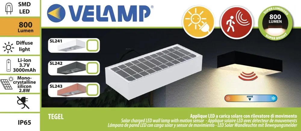VELAMP LED solární světlo SL241 se senzorem