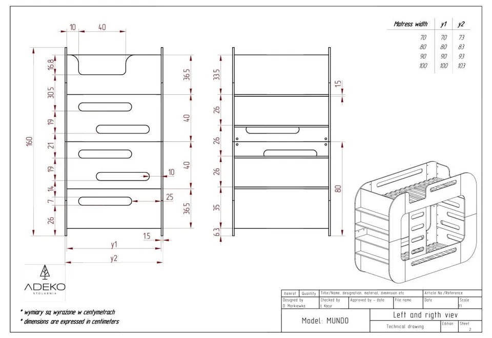 Patrová dětská postel s úložným prostorem 90x200 cm v přírodní barvě Mundo – Adeko