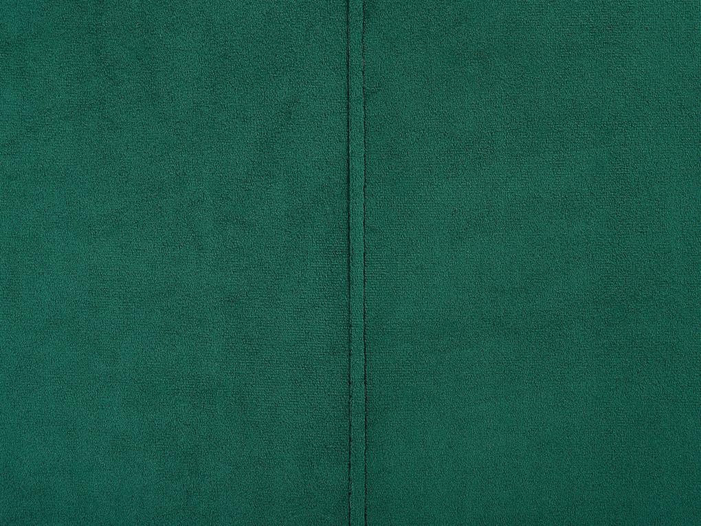 Rohová pravostranná pohovka s taburetem tmavě zelená sametová OSLO Beliani