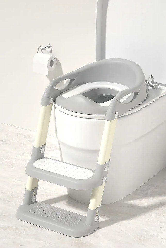 Dětské schůdky 02 s nástavcem na WC šedé