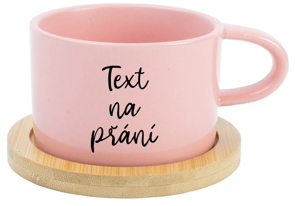 TEXT NA PŘÁNÍ - růžový keramický hrníček Makronka 200 ml