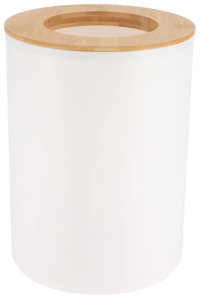 Odpadkový koš Besson, bílá/s dřevěnými prvky, 5L