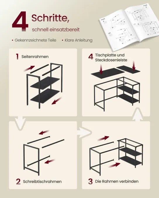 Rohový kancelářský stůl LWD135BE01