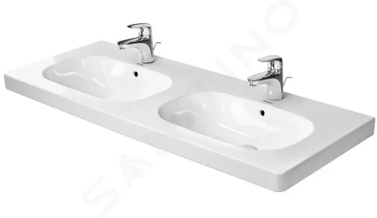 DURAVIT - D-Code Dvojumyvadlo nábytkové 1200x490 mm, s přepadem, s otvorem pro baterii, bílá (03481200002)