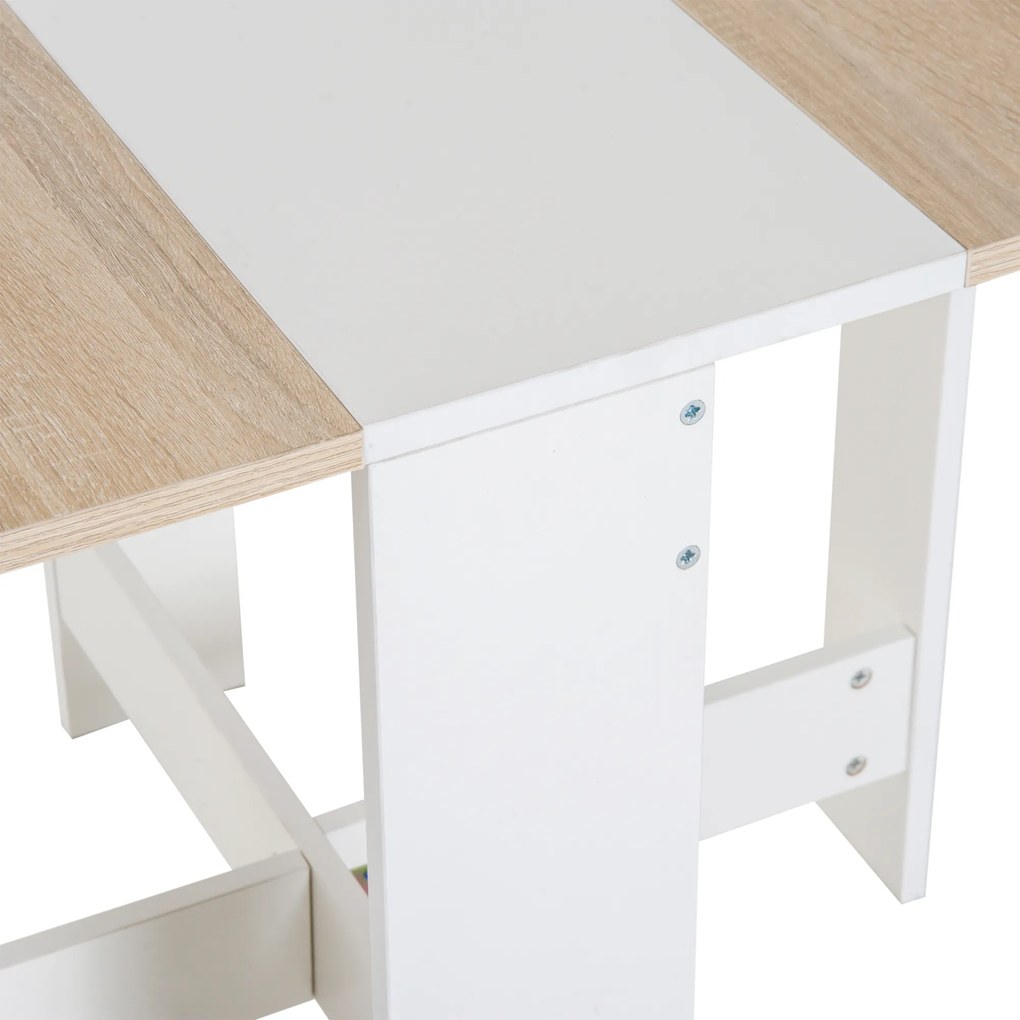 HOMCOM Skládací Jídelní Stůl Kuchyňský Stolek se 2 Sklopnými Listy pro Úsporu Místa Moderní Design 103x76x73.5cm Dřevo