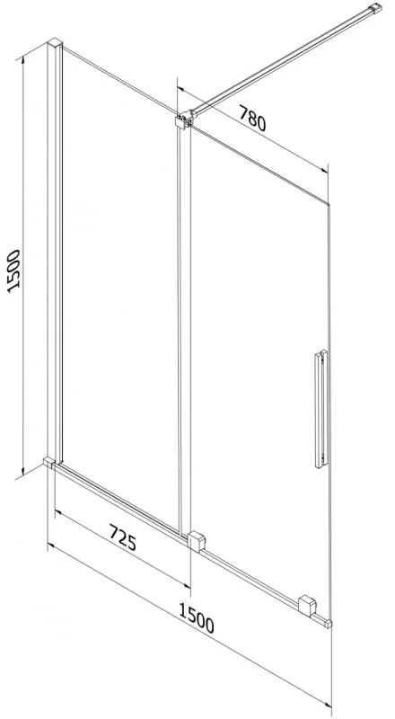 Mexen Velar, 2-křídlová posuvná vanová zástěna 150 x 150 cm, 8mm sklo námraza, broušený grafit, 896-150-000-31-95