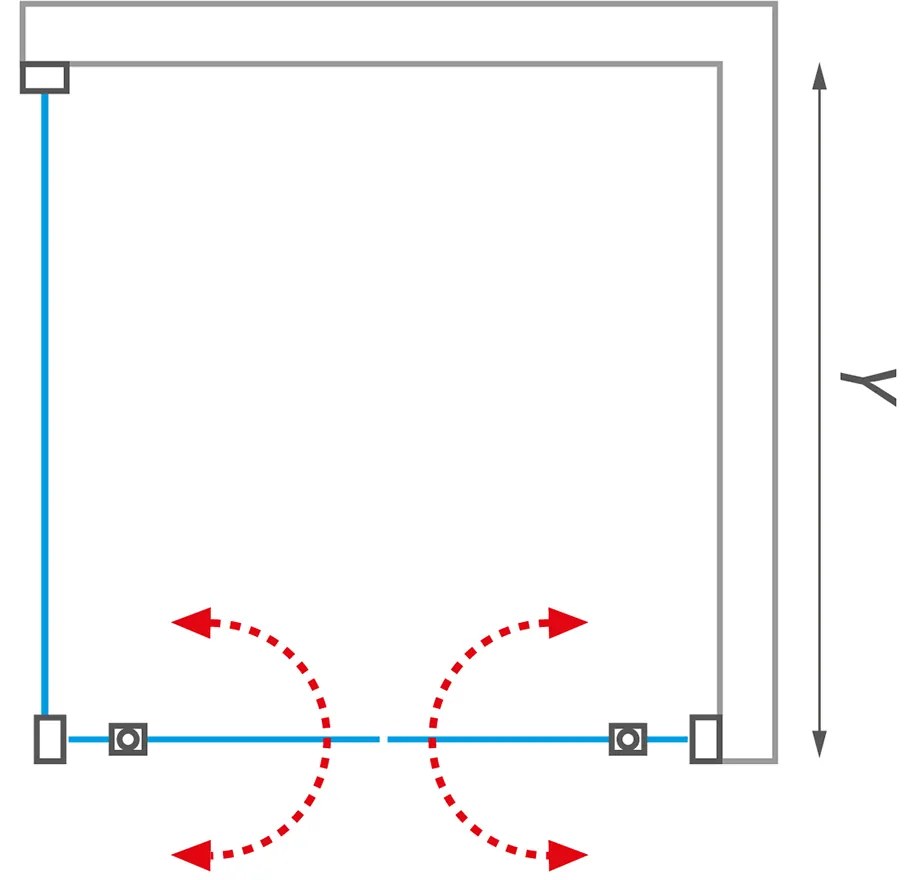 Roth Lega Line čtvercový sprchový kout 100 x 100 x 190 cm brillant transparent LLDO2/1000_LLB/1000_br_tr Koupelny Bernold