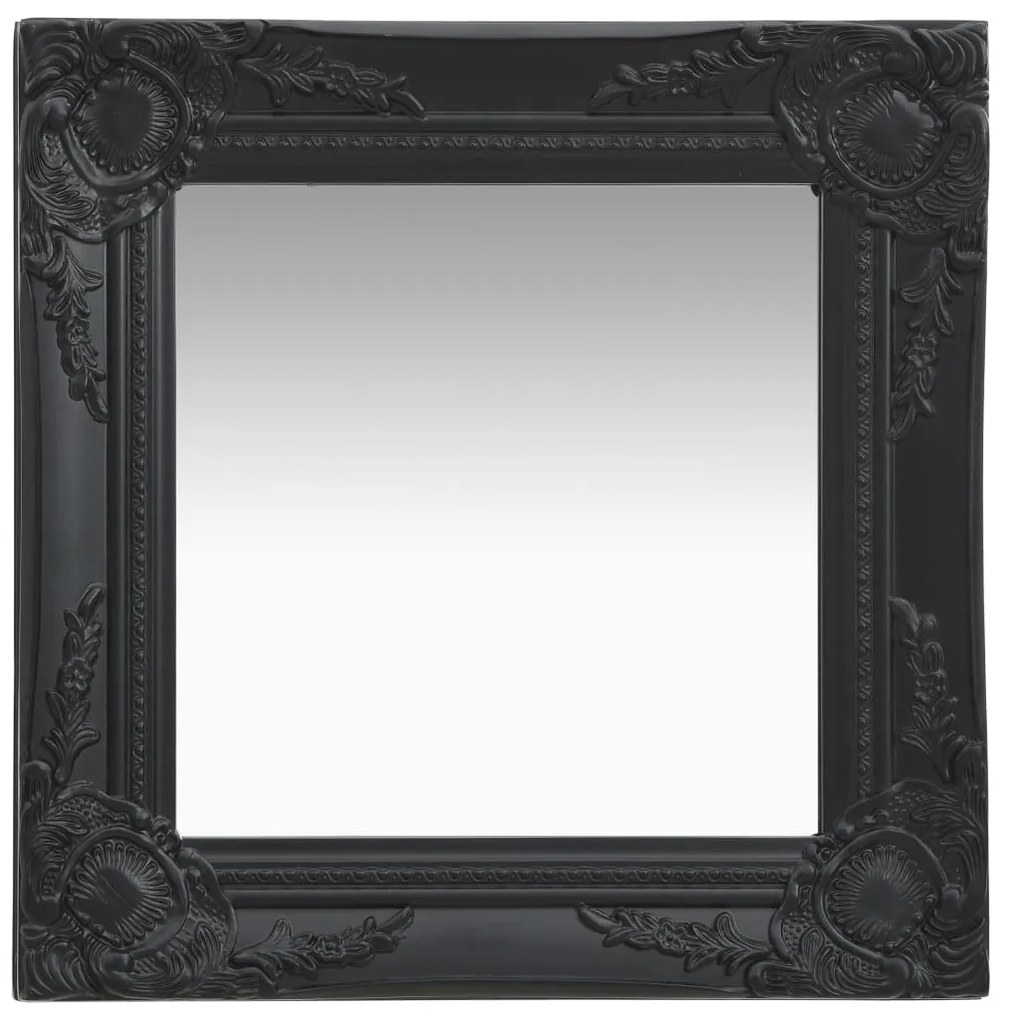 Nástěnné zrcadlo barokní styl 40 x 40 cm černé 320307