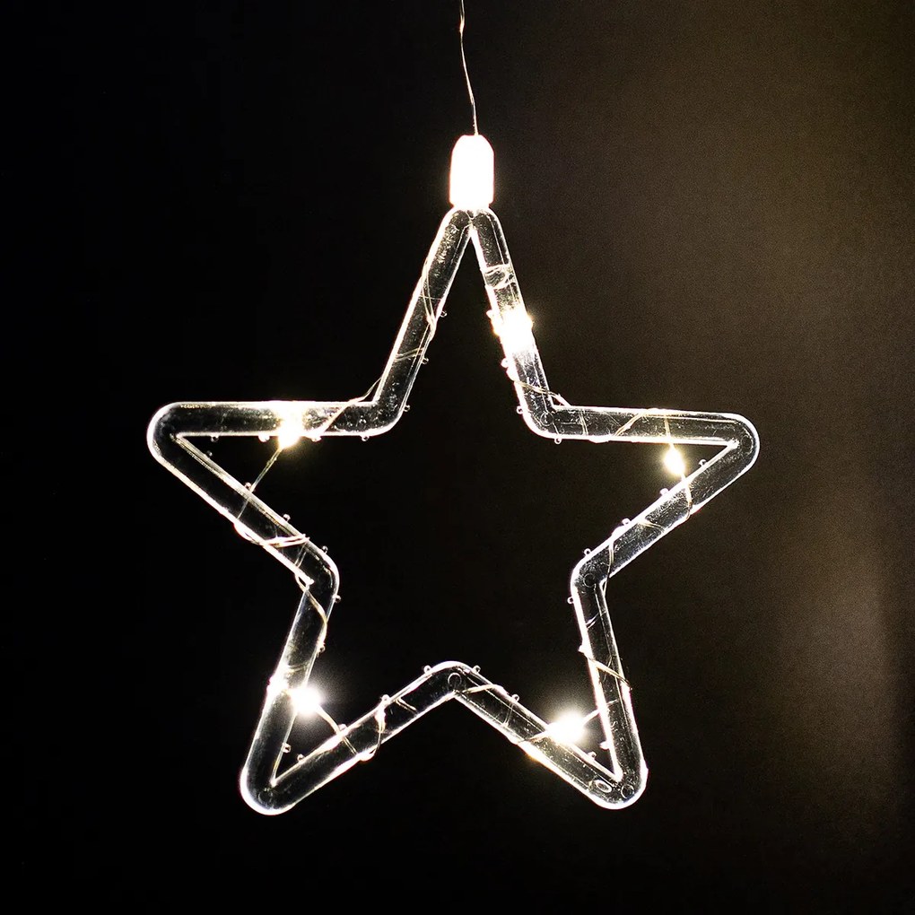 Světelný venkovní závěs Stars, 200x60cm, LED, teplá bílá, časovač, 8 funkcí, na baterie, 200 cm