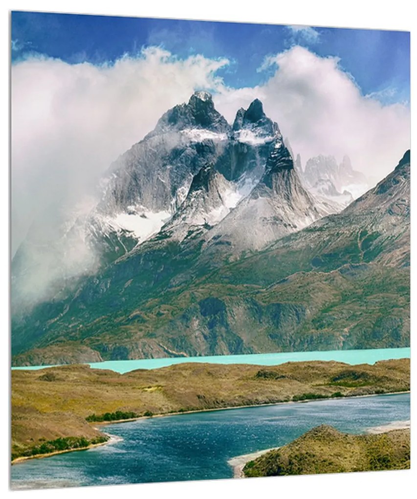 Obraz horské krajiny s řekou (30x30 cm)