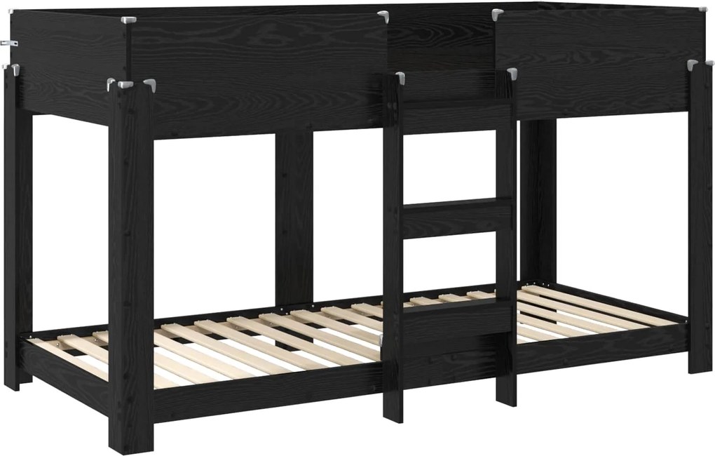 Patrová postel pro děti Černý dub 80 x 200 cm Kompozitní dřevo 3410524