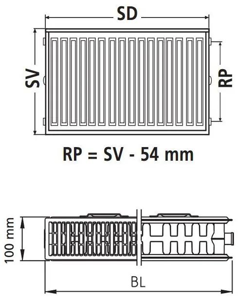 Kermi Therm X2 Profil-Kompakt deskový radiátor pro rekonstrukce 22 554 / 1800 FK022D518