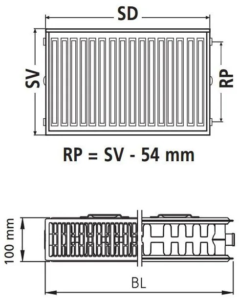 Kermi Therm X2 Profil-Kompakt deskový radiátor pro rekonstrukce 22 554 / 2000 FK022D520