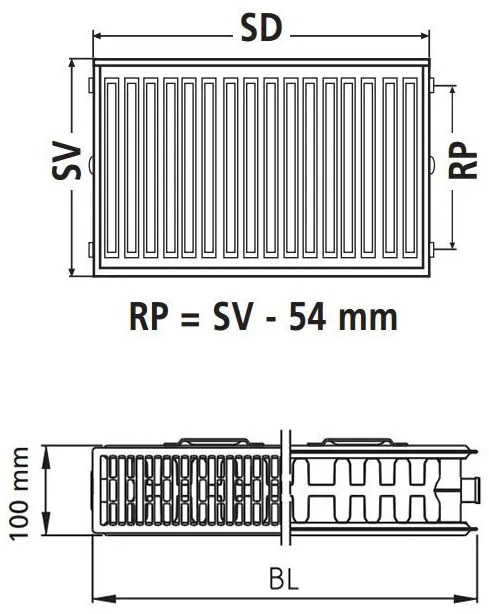 Kermi Therm X2 Profil-Kompakt deskový radiátor pro rekonstrukce 22 554 / 400 FK022D504