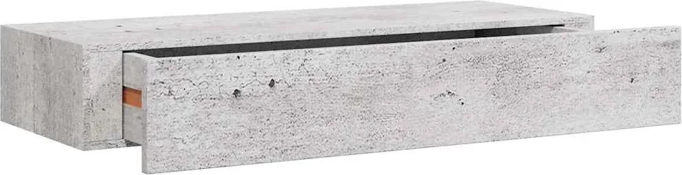 Nástěnné police se zásuvkou 2 ks betonově šedé 60x23,5x10cm MDF 330266