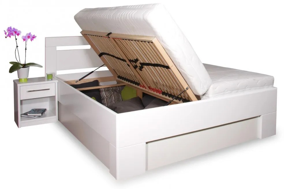 Zvýšená postel s úložným prostorem VAREZZA 5 senior 160x200, 180x200, masiv buk, bílá KOLACIA Design, 160x200 cm