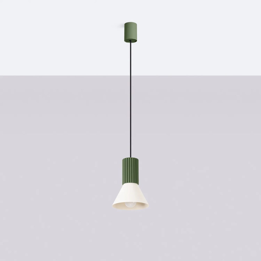 Sollux Lighting Závěsná lampa ESTRIA 1 béžová/olivově zelená