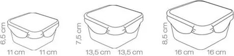TESCOMA Dóza FRESHBOX 3 ks, 0,4 - 0,7 - 1,2 l, čtvercová