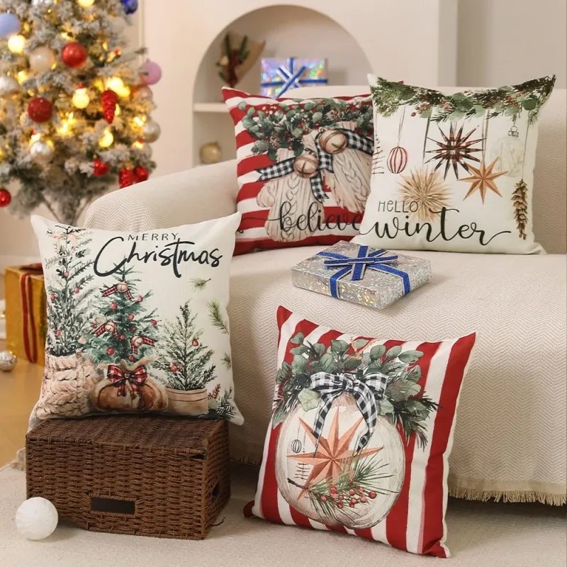 Vánoční povlak na polštář BOHO WINTER 45x45 cm, krémový