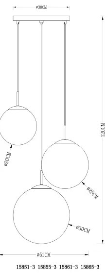 GLOBO 15855-3 - Lustr na lanku VARUS 3xE27/40W/230V