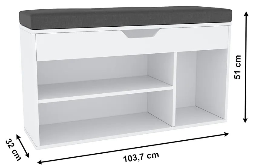 Lavice s botníkem Fuddy, bílá