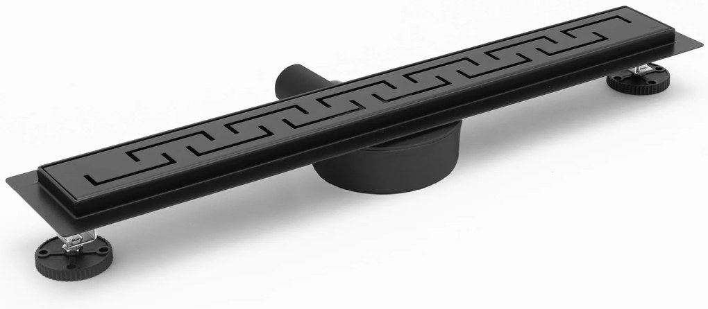 Rea PRO Black Matt, lineární odtokový žlab 60cm, vzor Greek, černá matná, REA-G8023