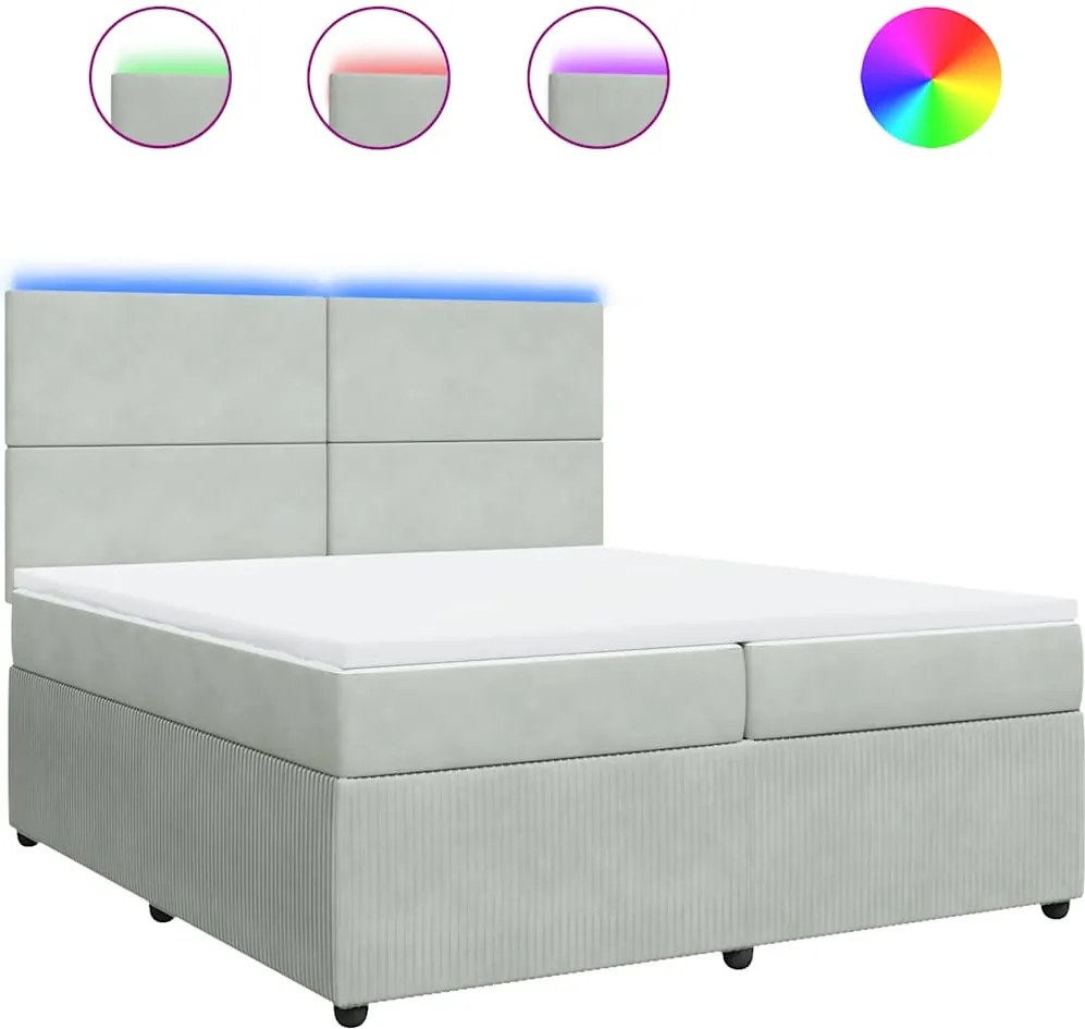 Box spring postel s matrací světle šedá 200x200 cm samet 3294724